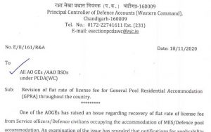 Revision of flat rate license fee General Pool Residential Accommodation