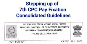 Stepping up of 7th CPC Pay Fixation - Consolidated Guidelines - PCDA