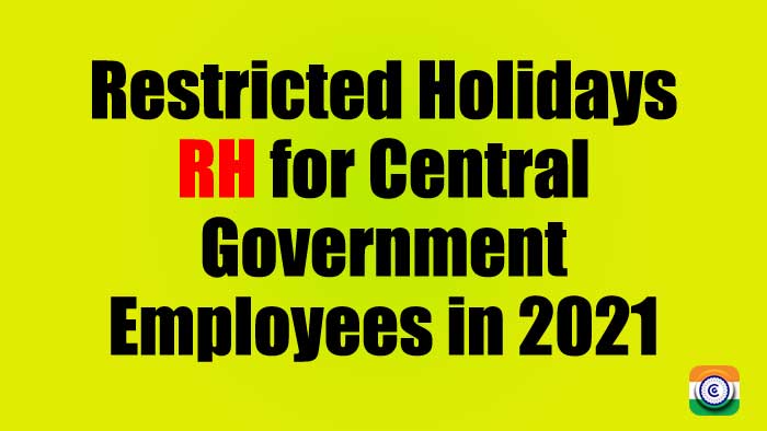 Restricted Holidays - RH for Central Government Employees in 2021