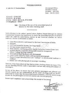 Checking of the one of the prescribed proof of Identity by the ticket ...