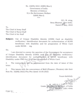 Use of UDID Card as disability verification/ identification document ...