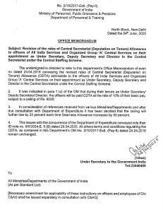 Rates of Central Secretariat (Deputation on Tenure) Allowance to ...